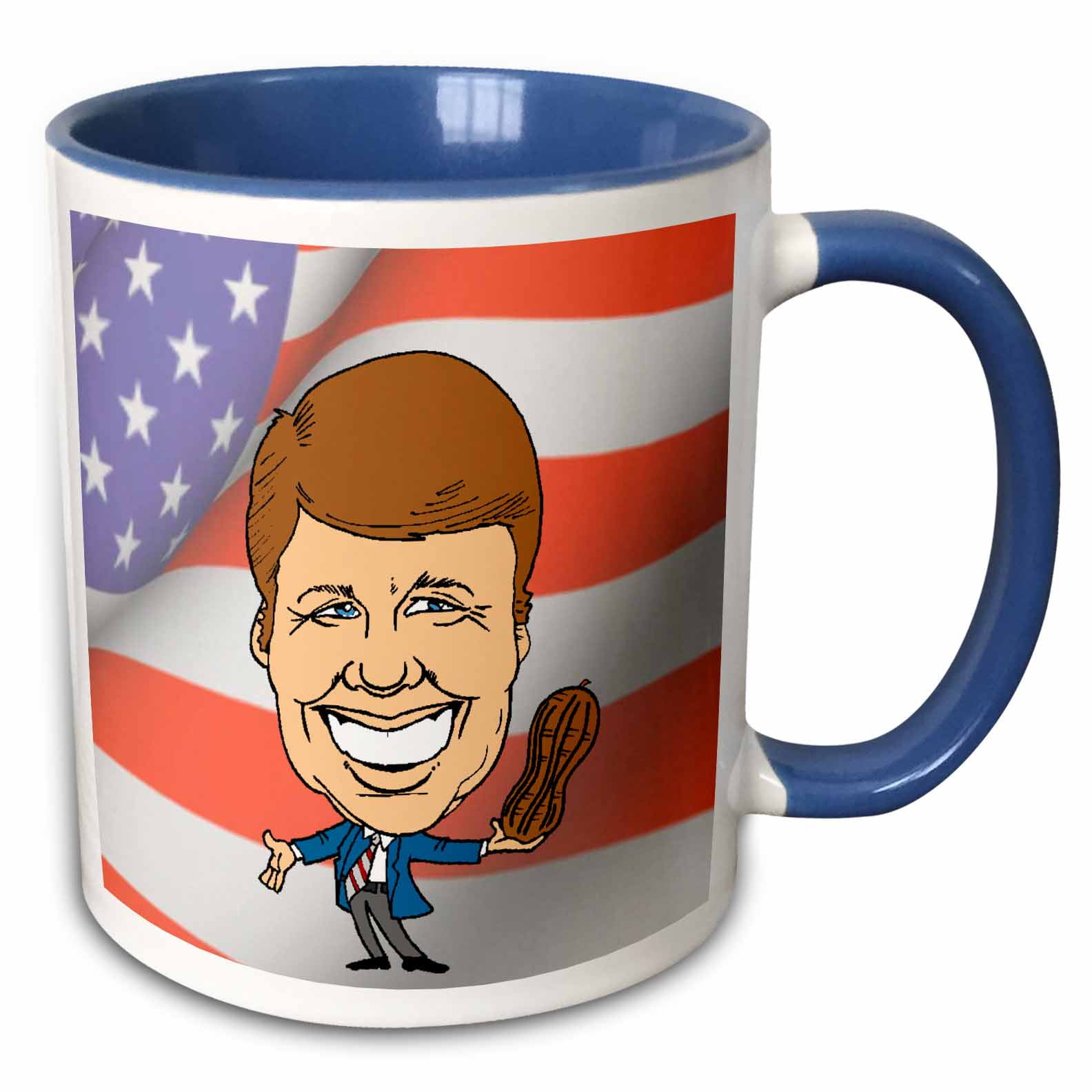 President Jimmy Carter With American Flag 15oz Two-Tone Blue Mug mug ...