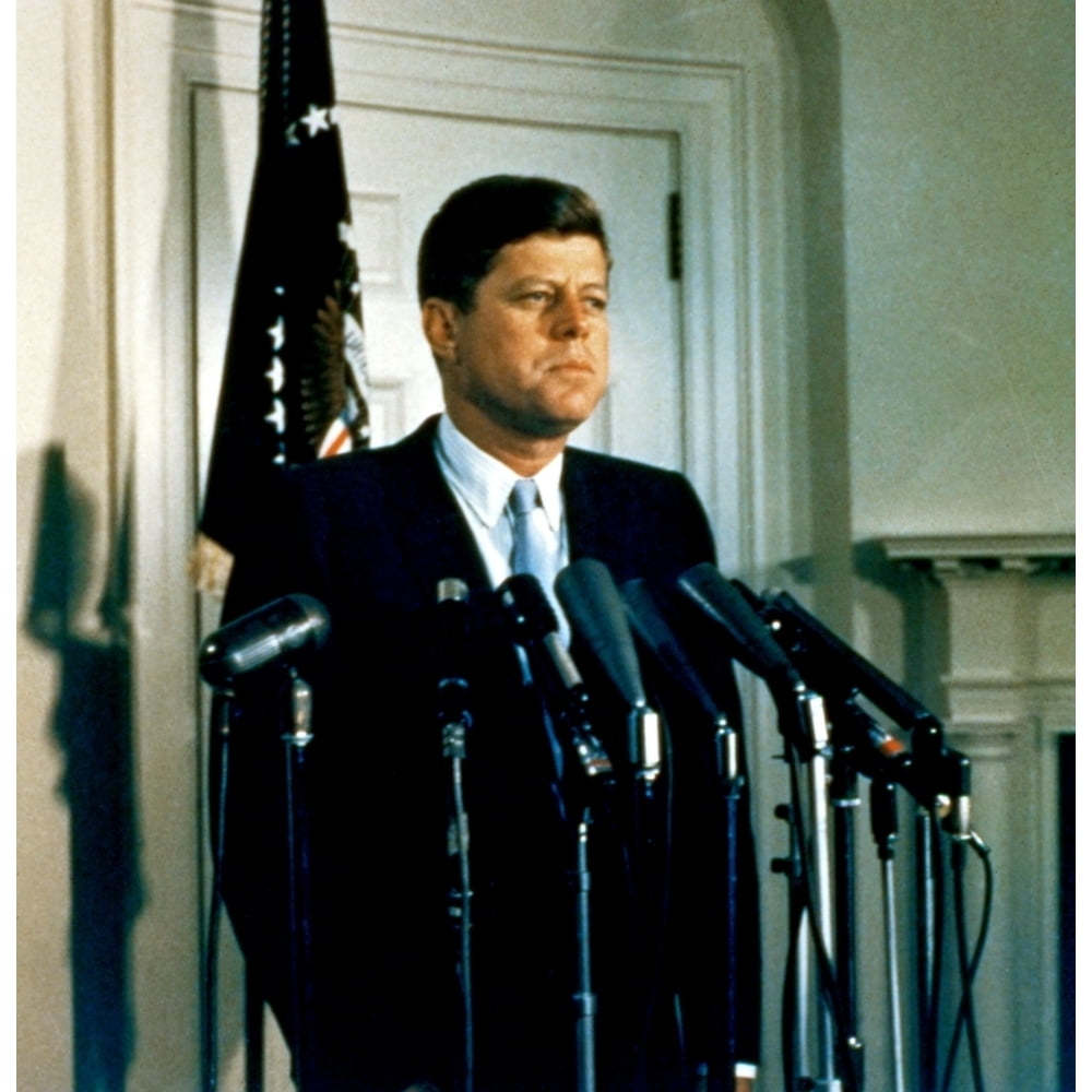 President John F. Kennedy Standing At The Microphone Podium History (24 ...