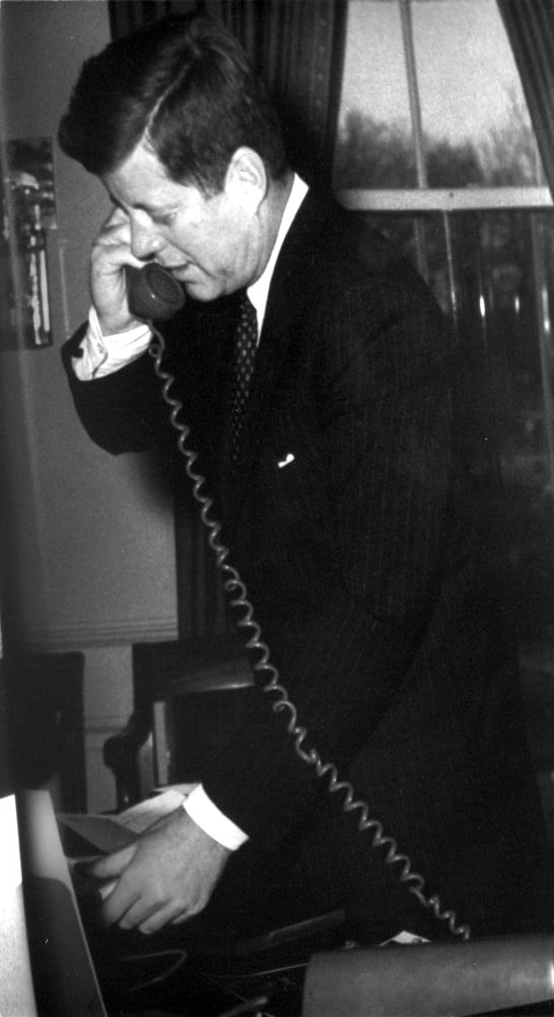 President John F Kennedy talking on a telephone Photo Print (24 x 30 ...