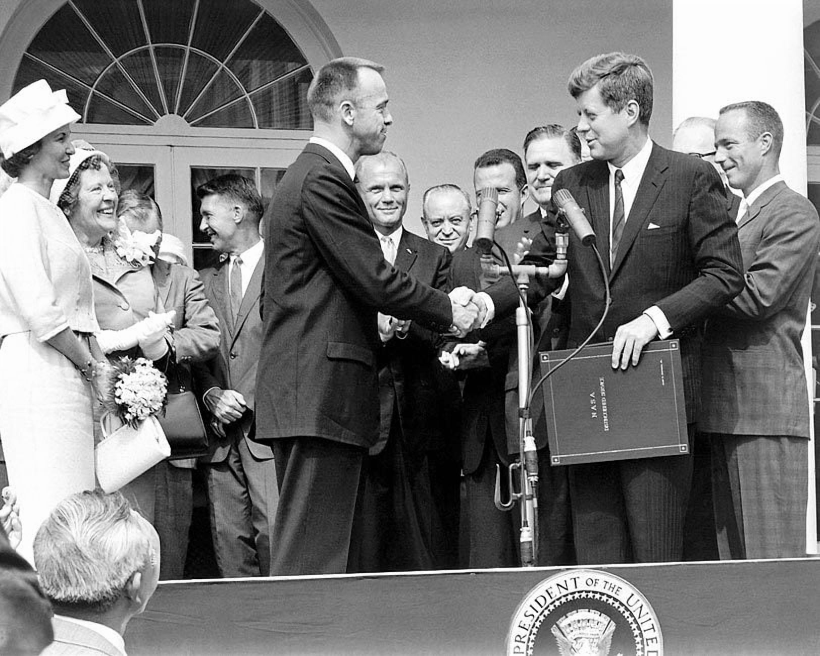 President John Kennedy & Alan Shepard - Style A - 12x18 Inch Laminated ...
