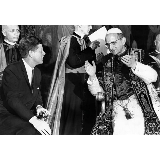 President John Kennedy And Pope Paul Vi In Conversation. The Pontiff ...