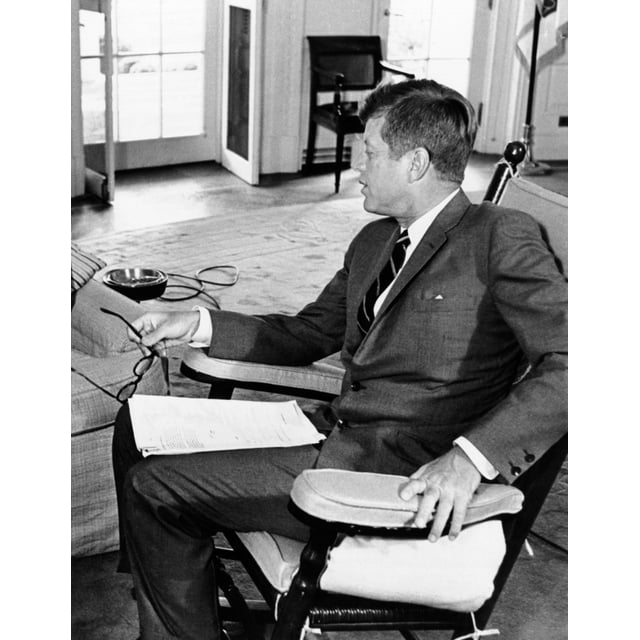 President John Kennedy In His Oval Office Rocking Chair. The Chair ...