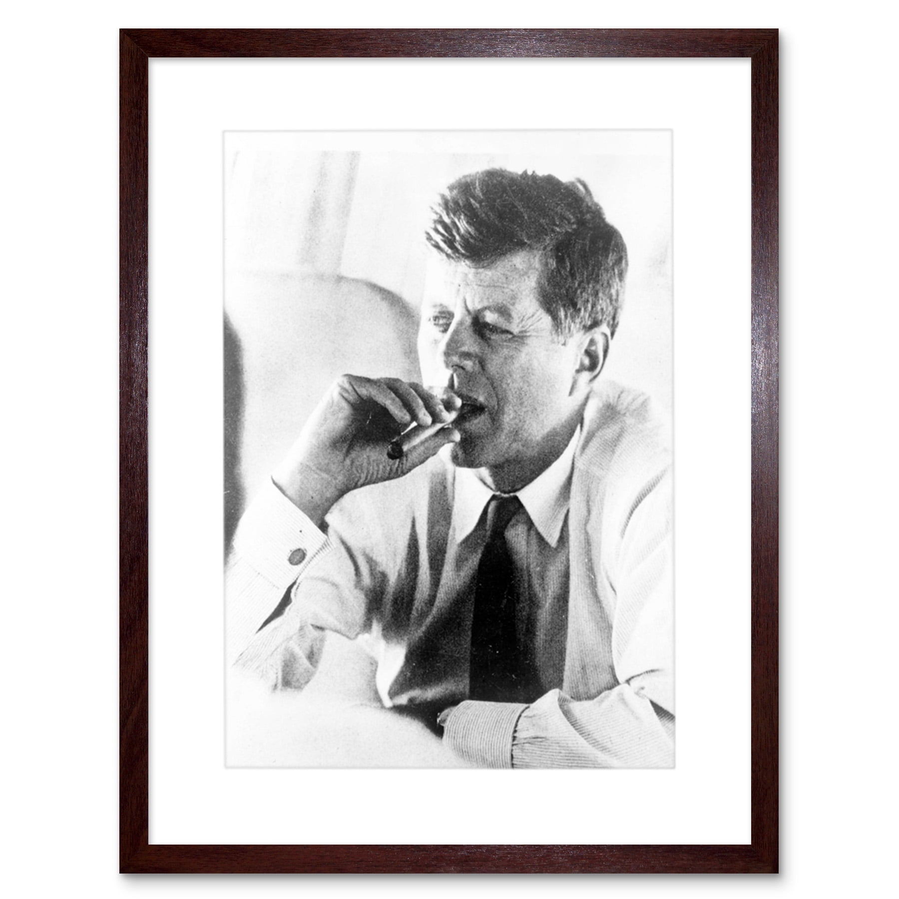 President John Kennedy Smoking Cigar JFK Vintage Black and White ...