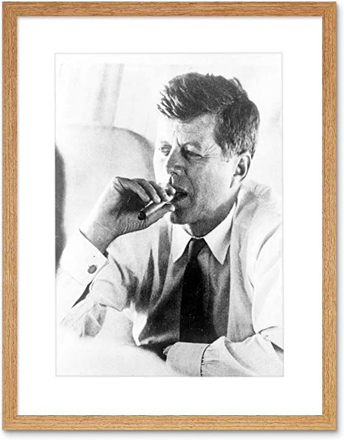 President John Kennedy Smoking Cigar JFK Vintage Black and White ...
