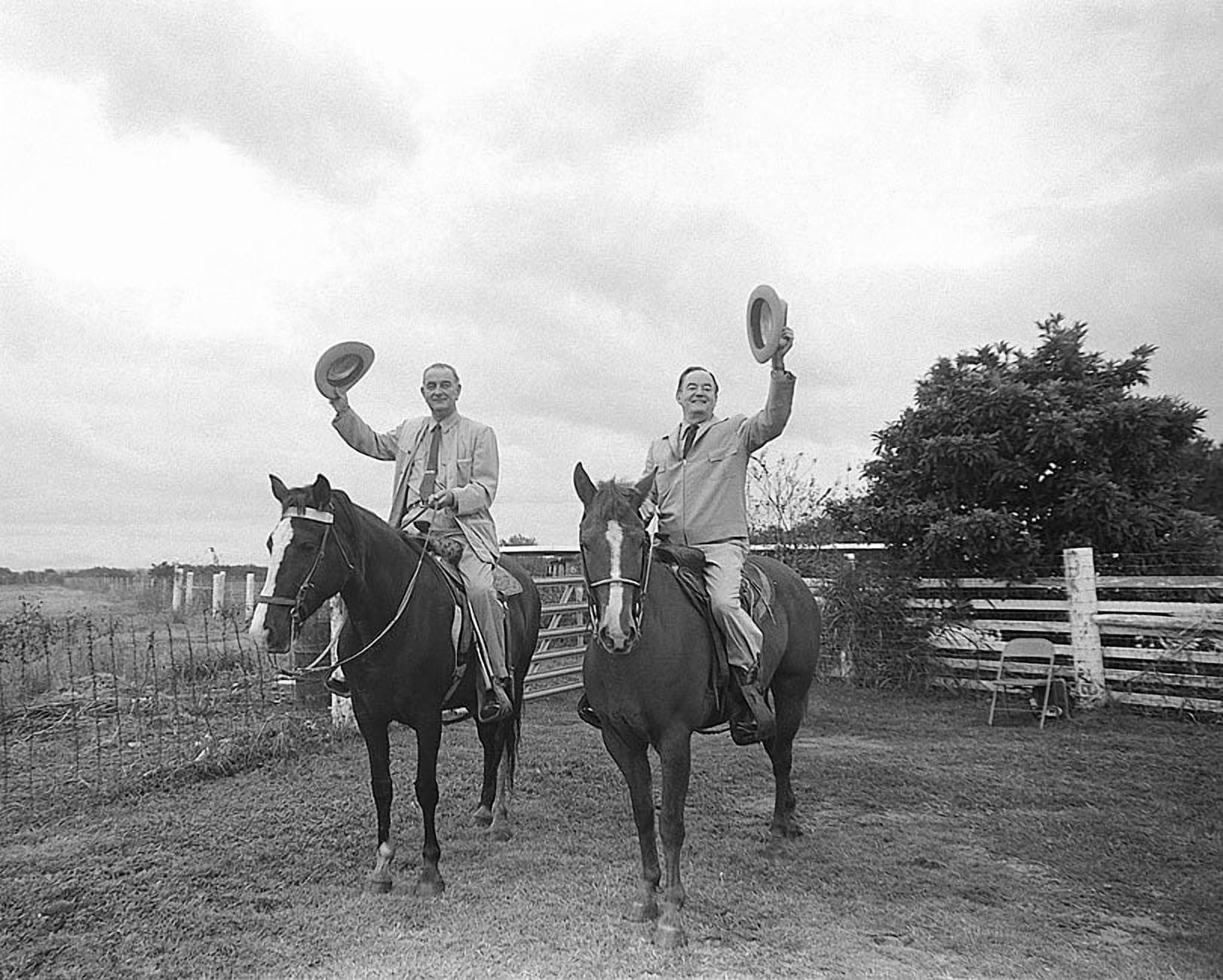 President Johnson and Hubert Humphrey Horseback - Style A - 20x30 Inch ...