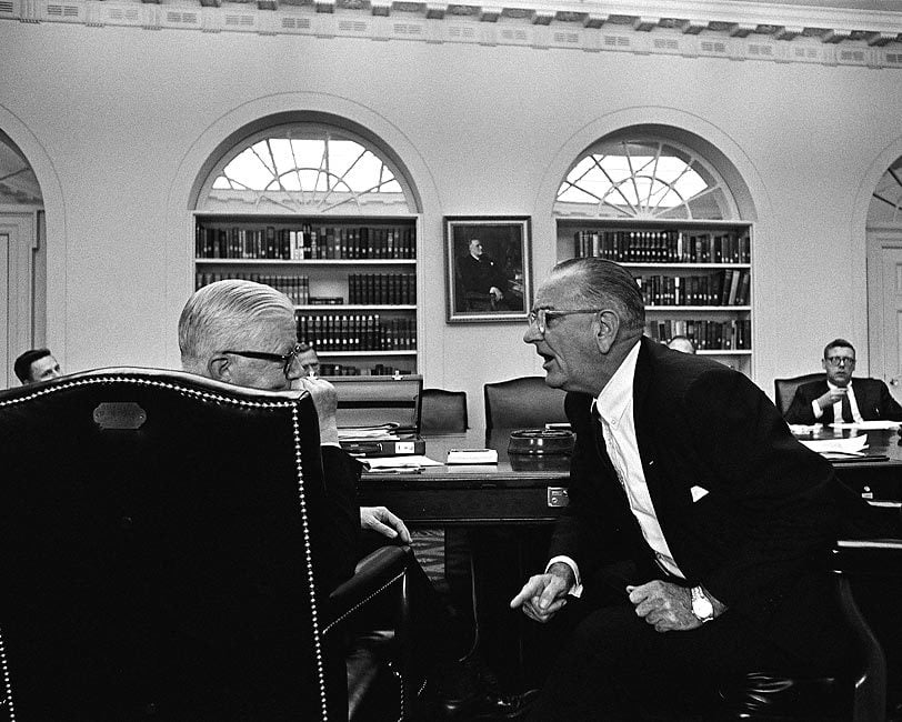 President Lyndon B. Johnson & George Reedy - Style A - 24x36 Inch ...