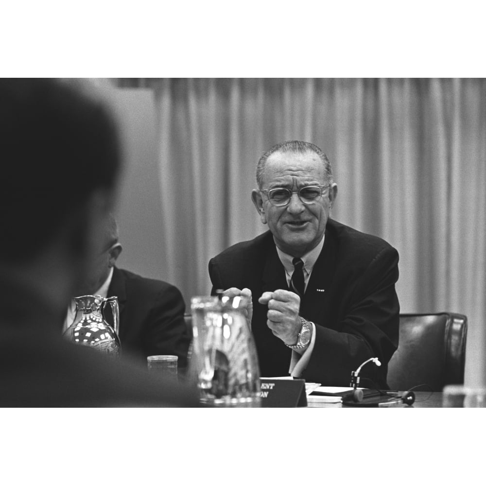 President Lyndon Johnson Gesturing Emotionally. Lbj Was Leading A ...