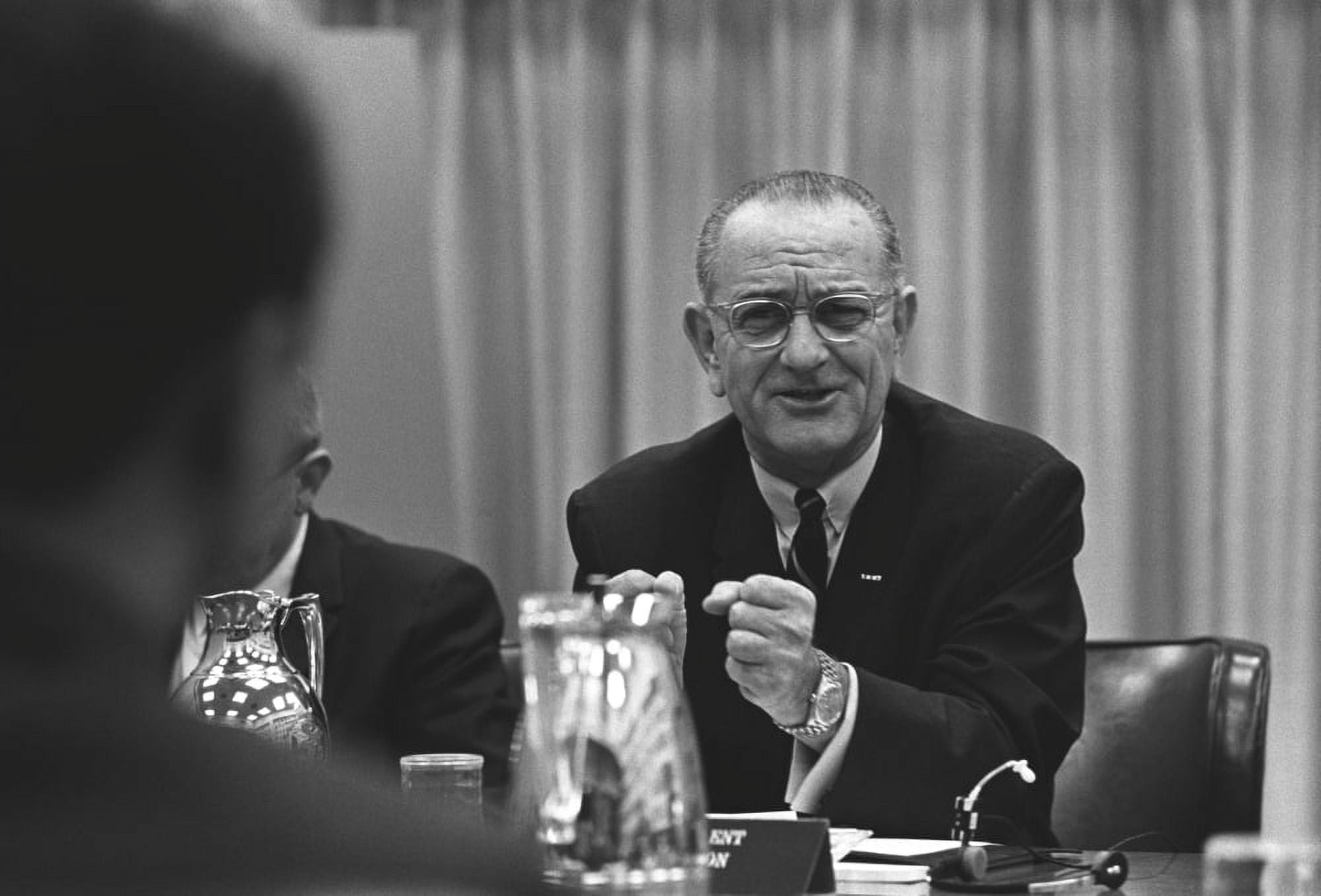 President Lyndon Johnson Gesturing Emotionally. Lbj Was Leading A ...