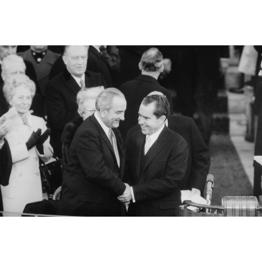 President Lyndon Johnson Warmly Shakes Hands With President-Elect ...