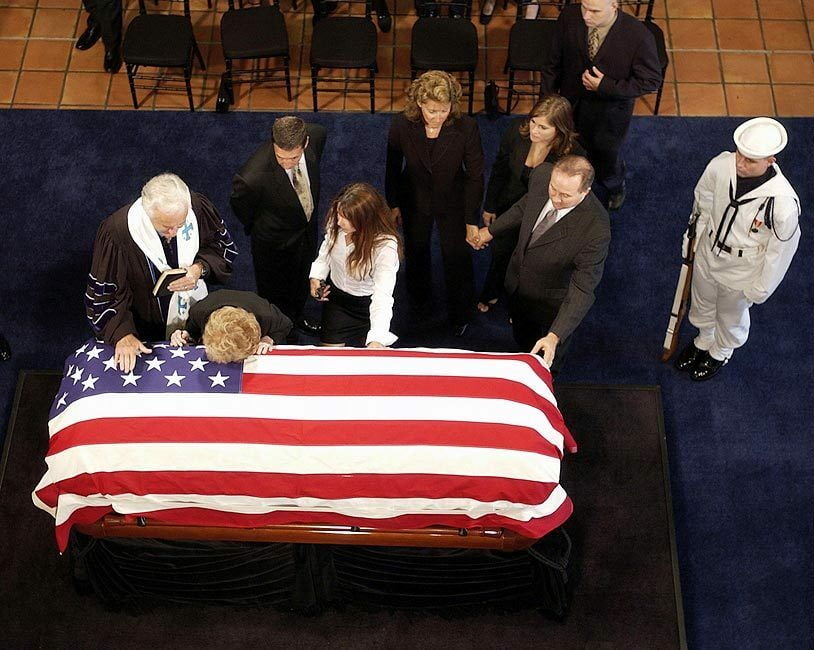 President Reagan Funeral Nancy W/ Casket - 24x36 Inch Glossy Laminated ...