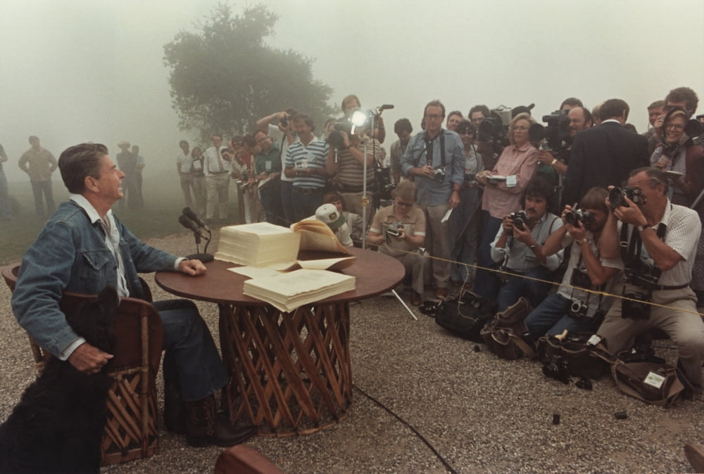 President Reagan Meeting With The Press After Signing The Landmark Tax ...
