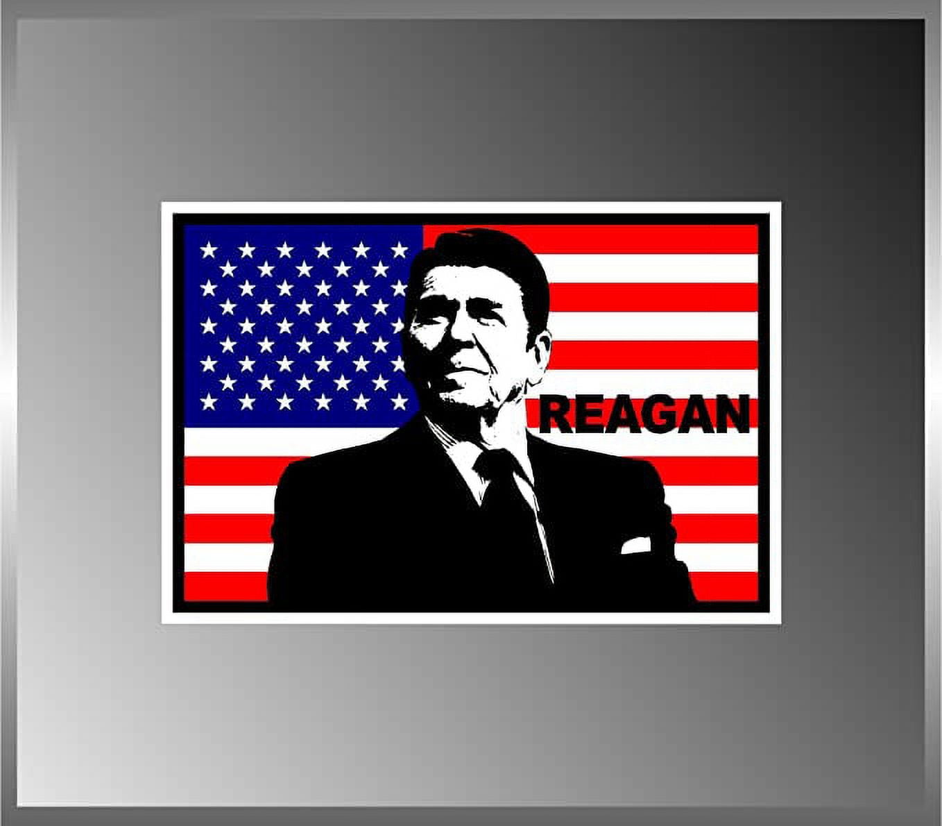 President Reagan on USA Flag Patriotic Vinyl Decal Bumper Sticker 4" X ...