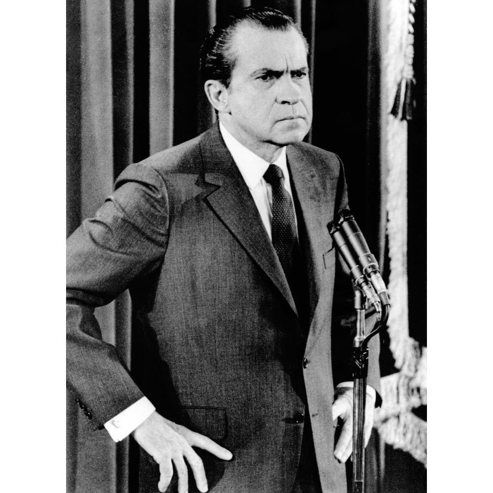 President Richard Nixon In A Press Conference. He Reacted To The ...