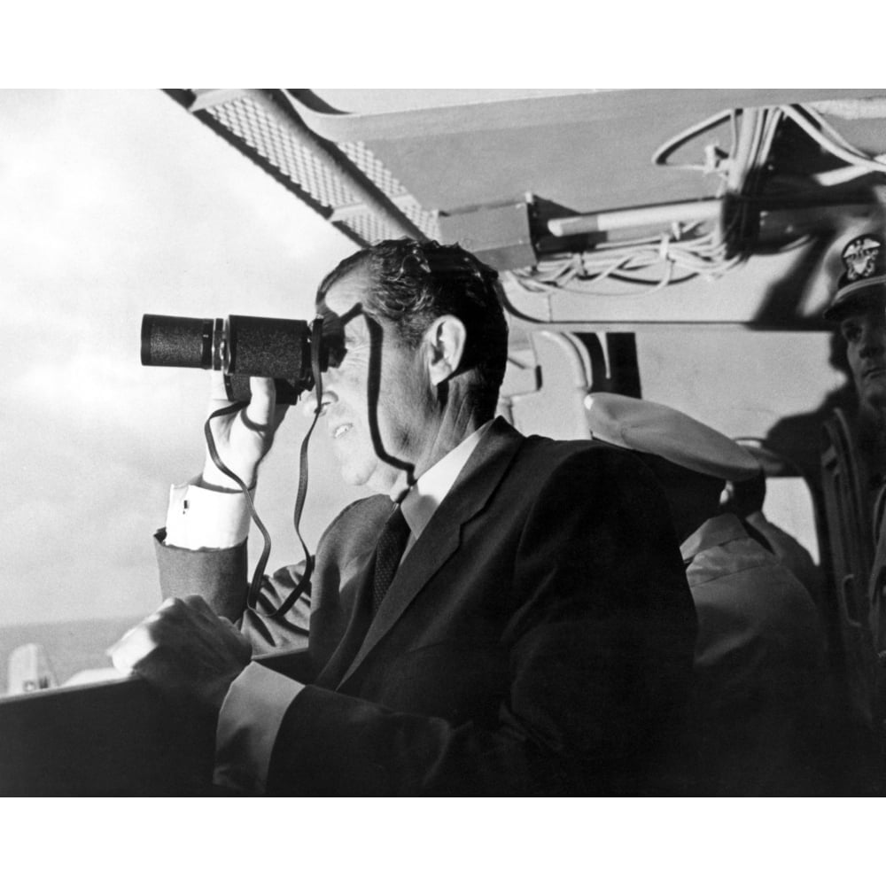 President Richard Nixon Watches Apollo 11 Splashdown. On The Uss Hornet ...
