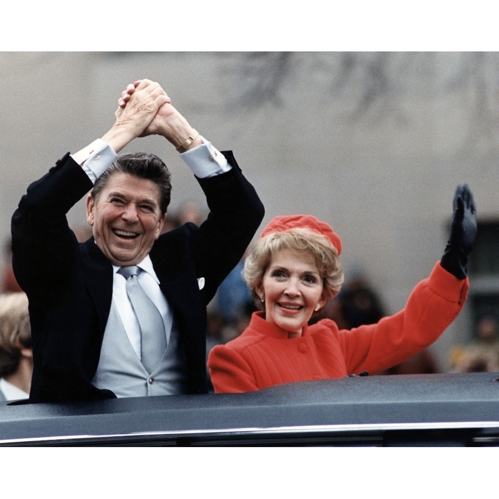 President Ronald Reagan And First Lady Nancy Reagan Waving From The ...