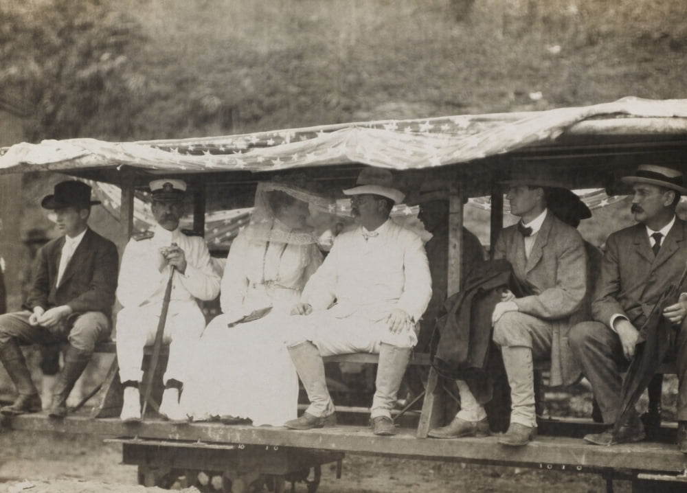 President Theodore And Edith Roosevelt Travel On A Small Railway Car In ...