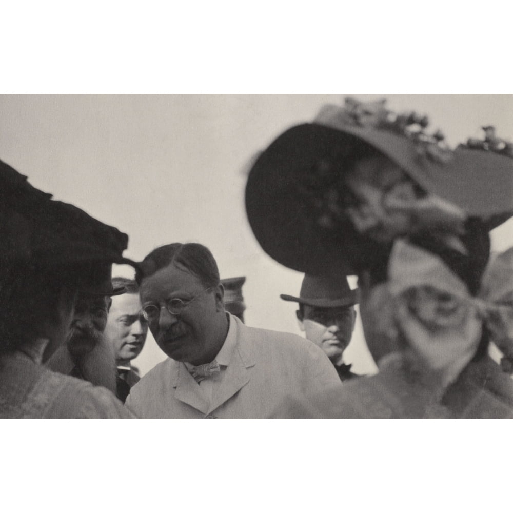 President Theodore Roosevelt Meeting Committee Of Ladies On The Wharf ...