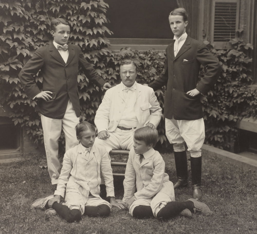 President Theodore Roosevelt With His Four Sons In August 1907. L-R ...