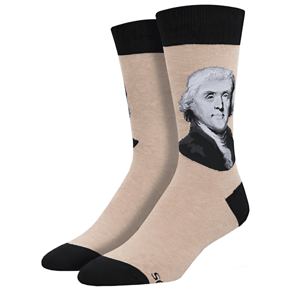President Thomas Jefferson Crew Socks (Adult Large - Men's Shoe Sizes 8 ...