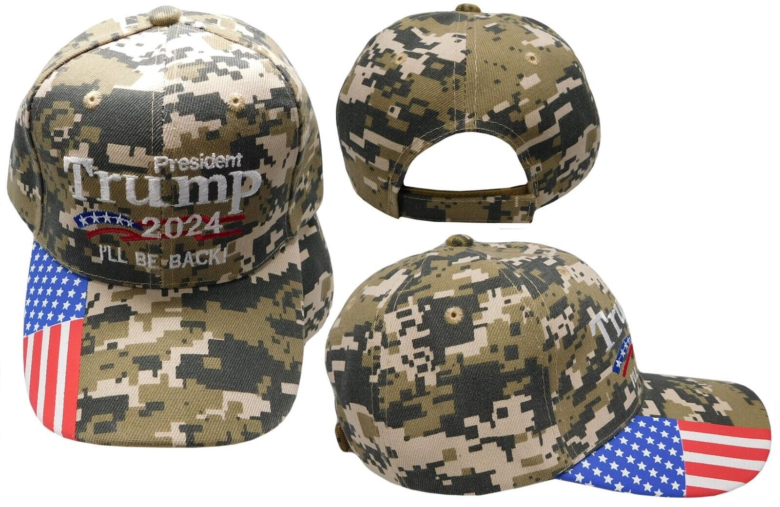 President Trump 2024 I'll Be Back ACU Digital Camo Printed USA Flag ...