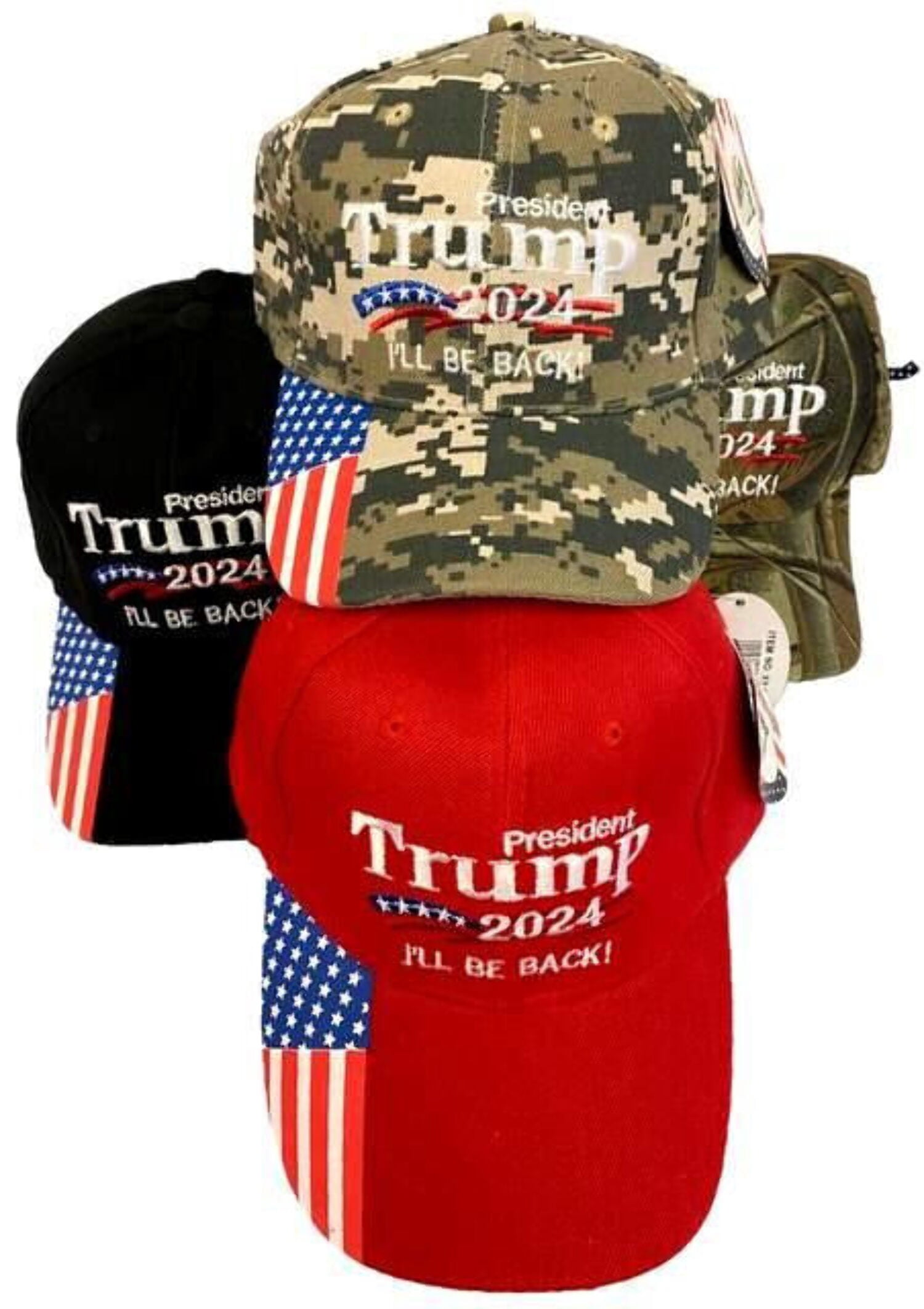 President Trump 2024 I'll Be Back! Patriotic USA Embroidered Cap Hat ...