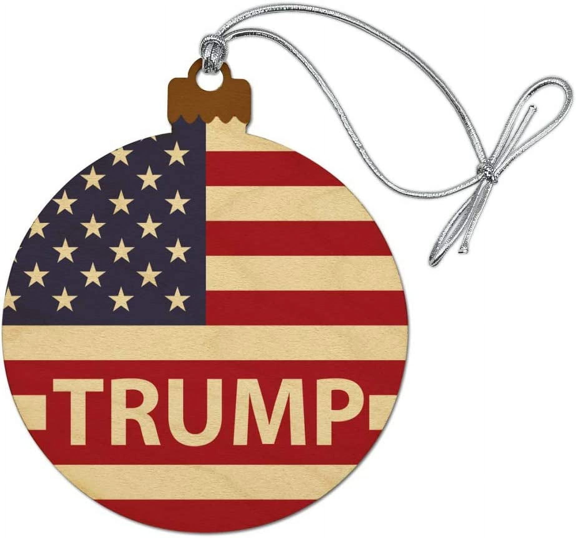 President Trump American Flag Wood Christmas Tree Holiday Ornament ...
