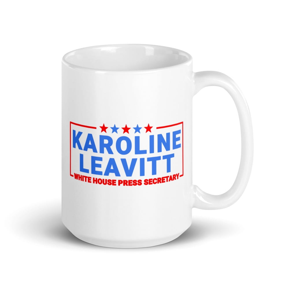 President Trump MAGA 2025 White Glossy Mug, Karoline Caroline Leavitt ...