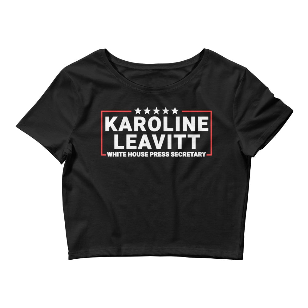 President Trump MAGA Women’s Crop Tee, Karoline Caroline Leavitt White ...
