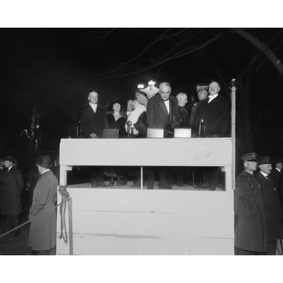 President Warren Harding Pressing A Ceremonial Electric Button. With ...
