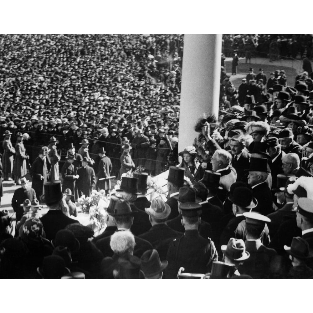 President Warren Harding Waving To Crowd From Inaugural Stand On East ...