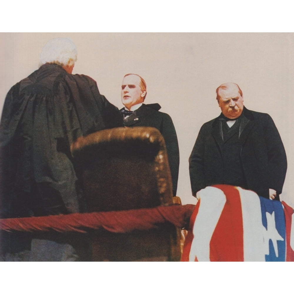 President William Mckinley Takes The Oath Of Office From Chief Justice Melville Fuller. At Right ...