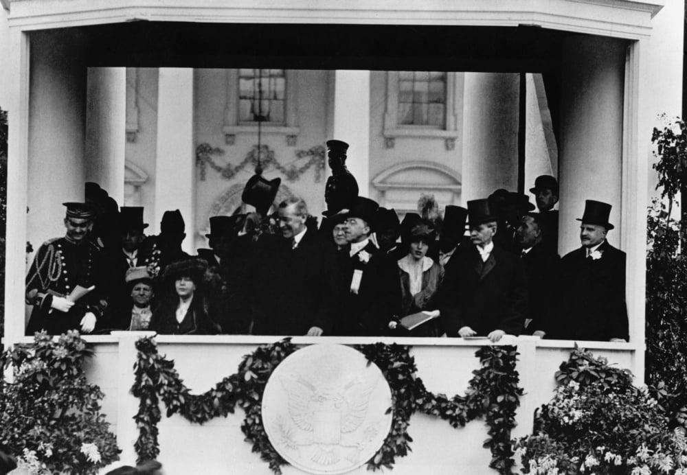 President Woodrow Wilson In Inaugural Parade Reviewing Stand At The ...