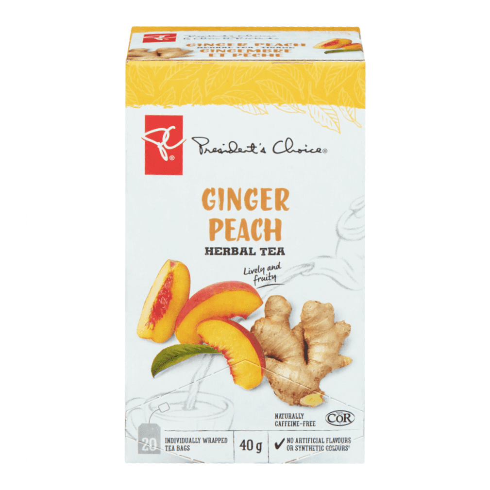 President's Choice Ginger Peach Herbal Tea, 20ct, 40g/1.4 oz. Box ...