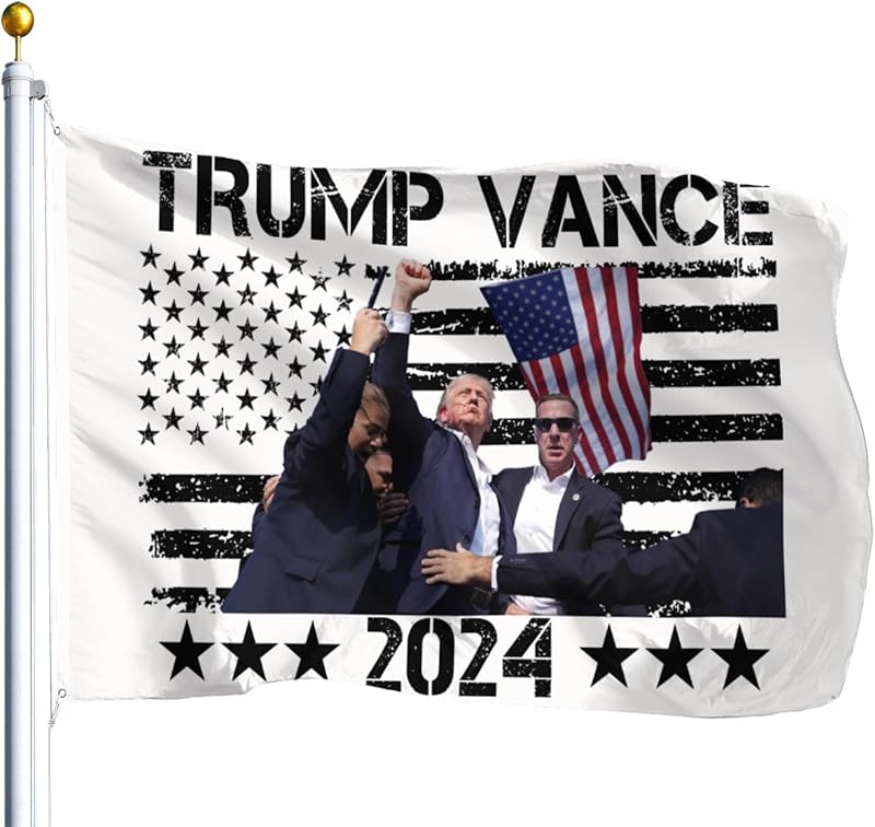 President spraying UMP flag true-MP Vace 2024 flag true-MP fist pump ...