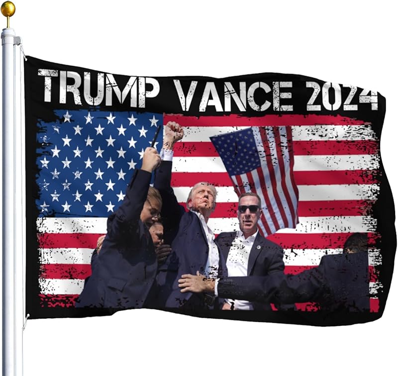 President spraying UMP flag true-MP Vace 2024 flag true-MP fist pump ...
