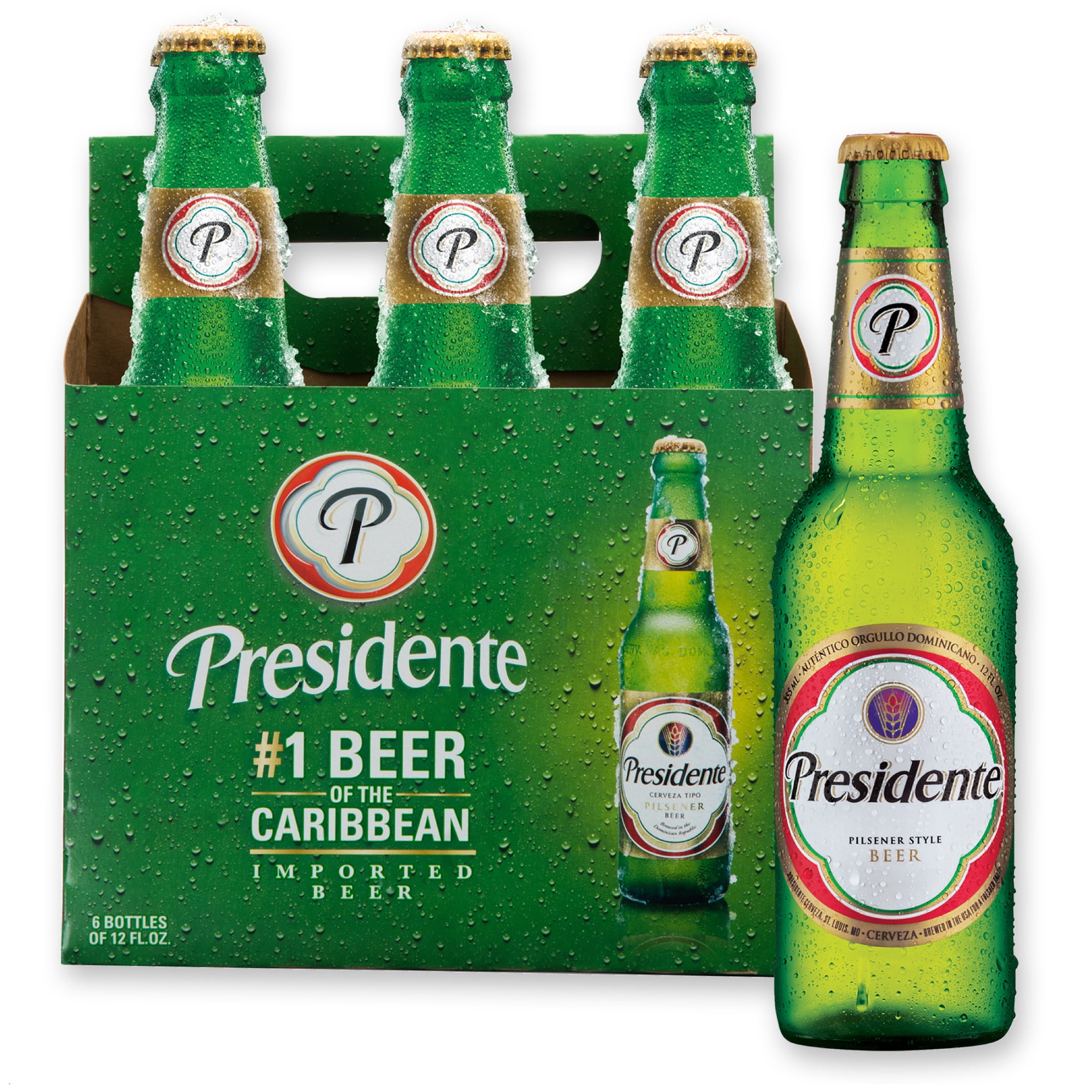 Presidente Import Pilsner Beer 6 Pack 12 fl oz Glass Bottles 5% ABV ...