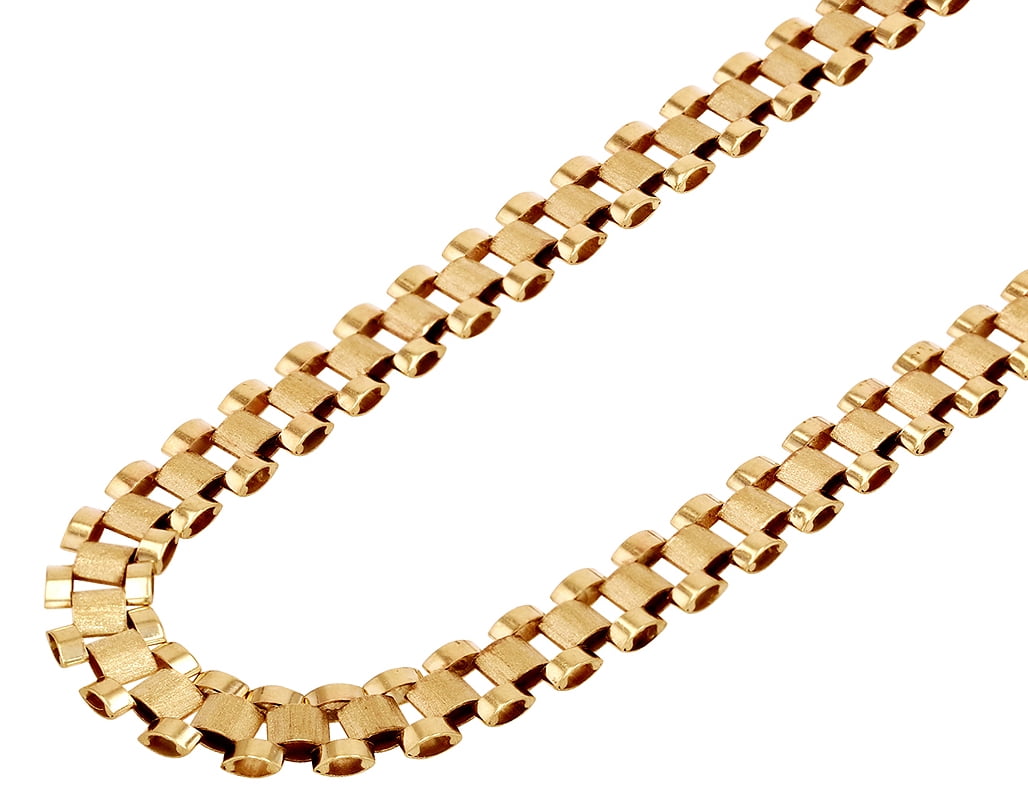 Presidential Link Chain Necklace 8MM 10K Yellow Gold 22" - Walmart.com