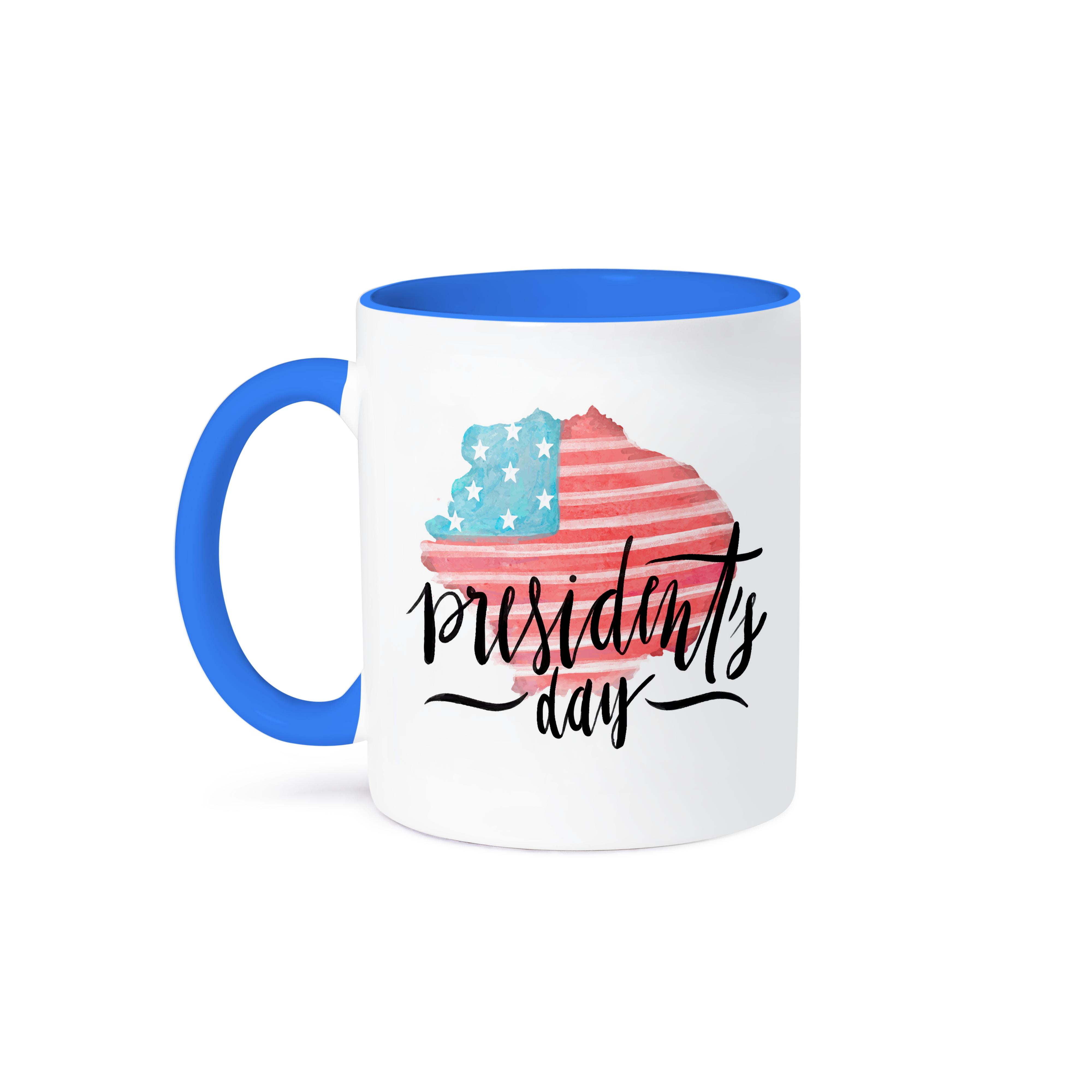 Presidents Day Drawing Of American Flag In The Shape Of A Map, 15oz Two ...