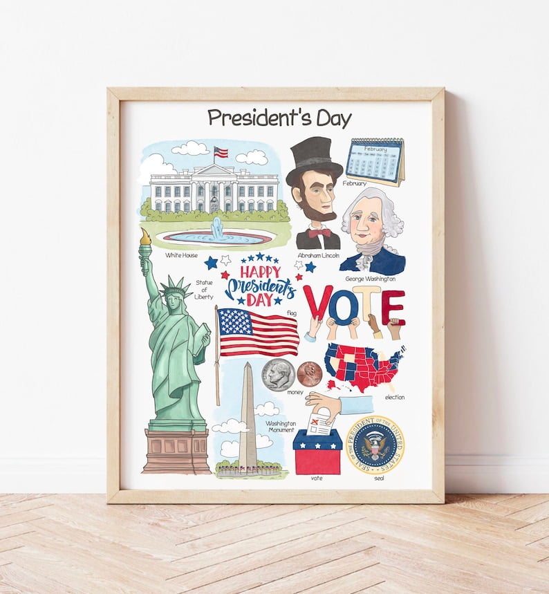Presidents Day Poster Classroom American History Educational Preschool ...