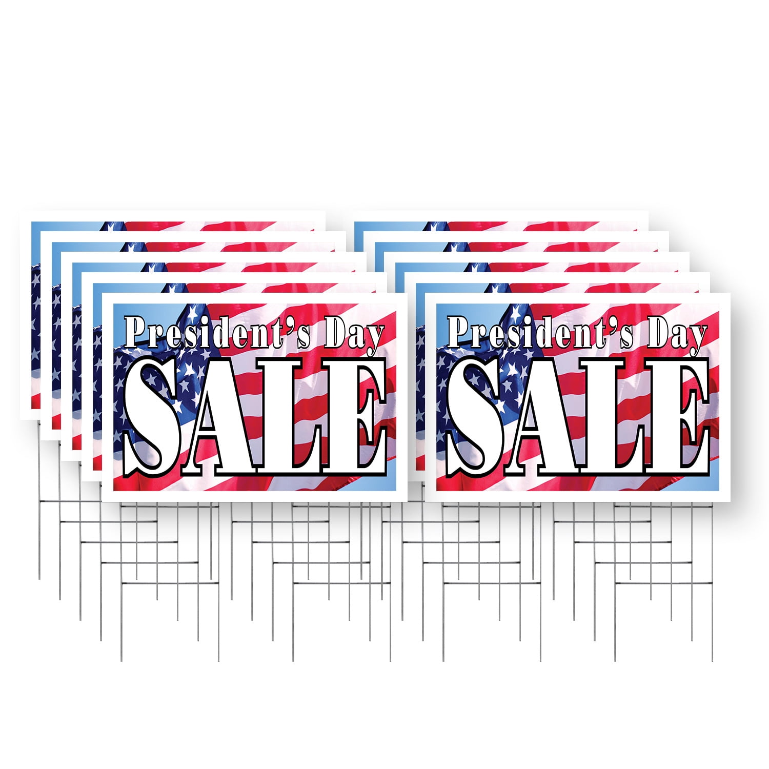 Presidents Day Sale Yard Sign 10 Pack of 24 Inch x 36 Inch Double Sided ...