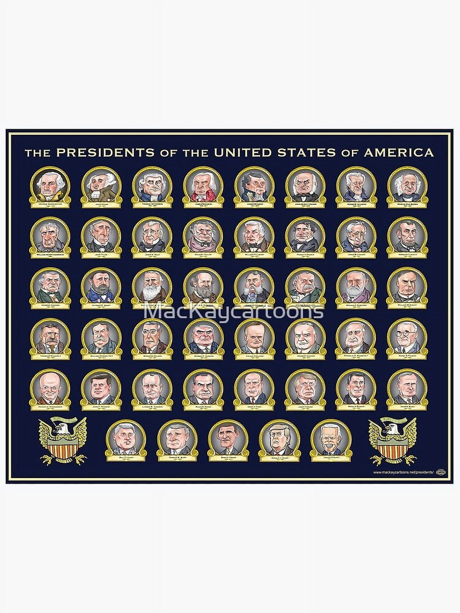 Presidents of the United States of America (Design Two) Poster Framed ...