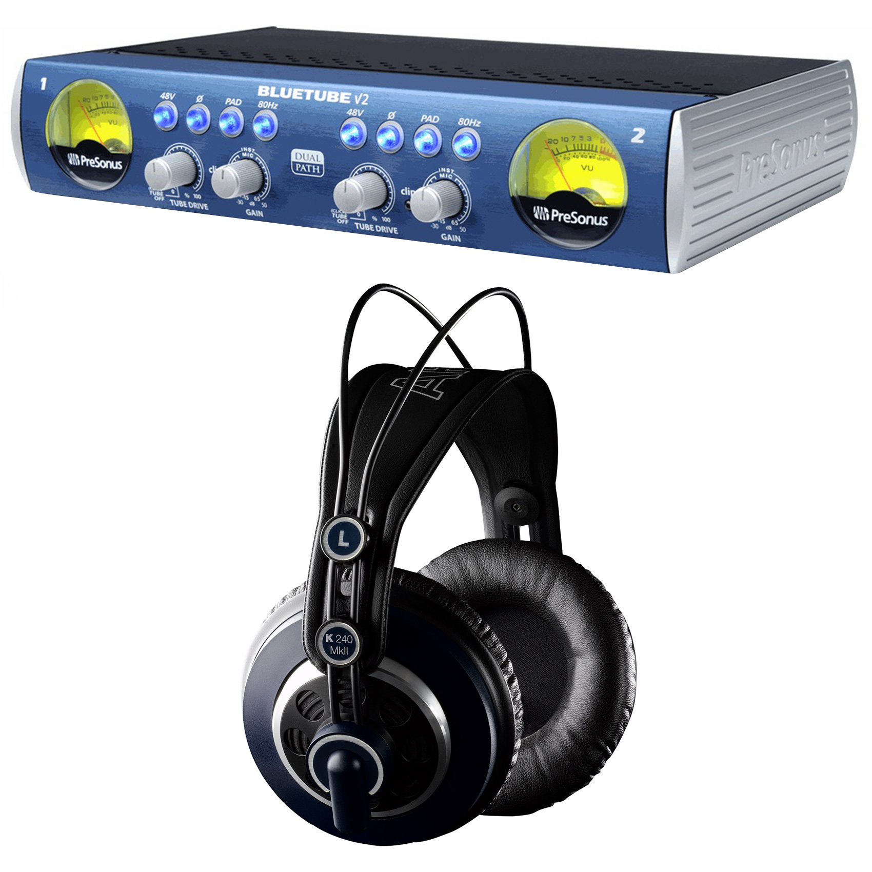 Presonus Bluetube DP V2 2 Channel Tube Mic Pre-Amp DP2+AKG K240 MKII Headphones - Walmart.com