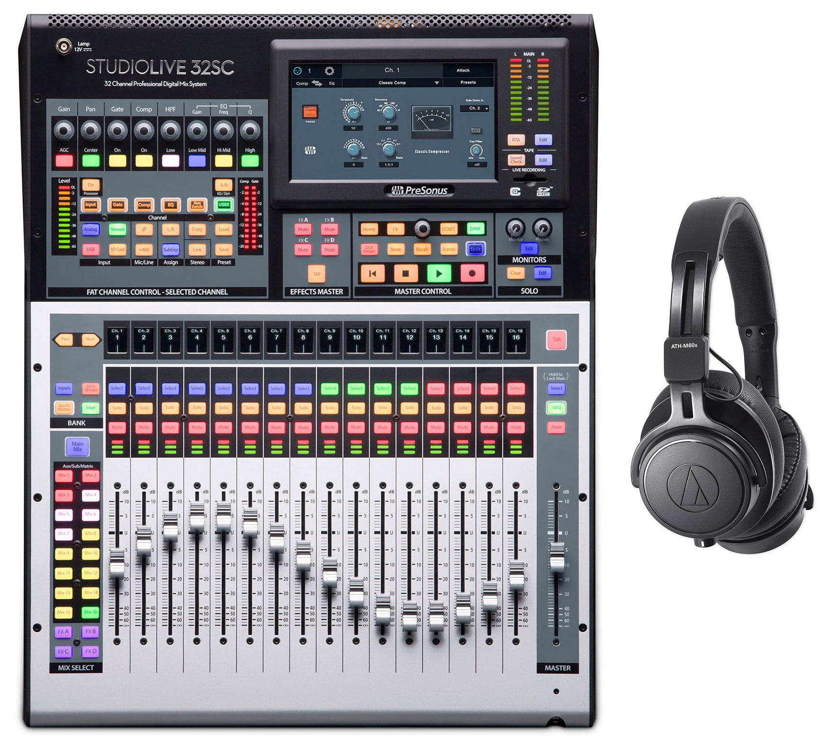Presonus STUDIOLIVE 32SC 32-Channel/22-Bus Mixer + Audio Technica Headphones - Walmart.com