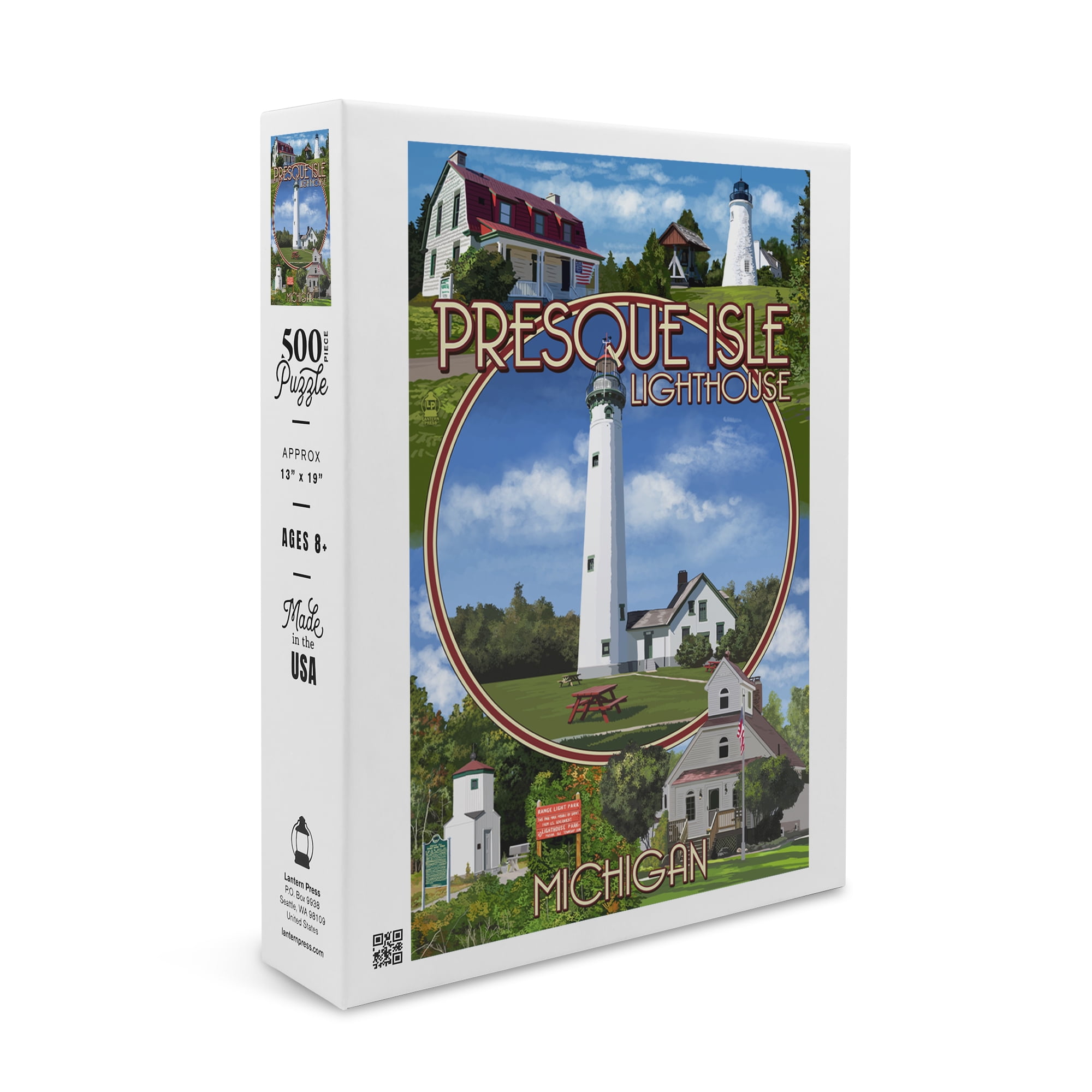 Presque Isle, Michigan, Lighthouse Montage (19x27 inches, Premium 500 ...