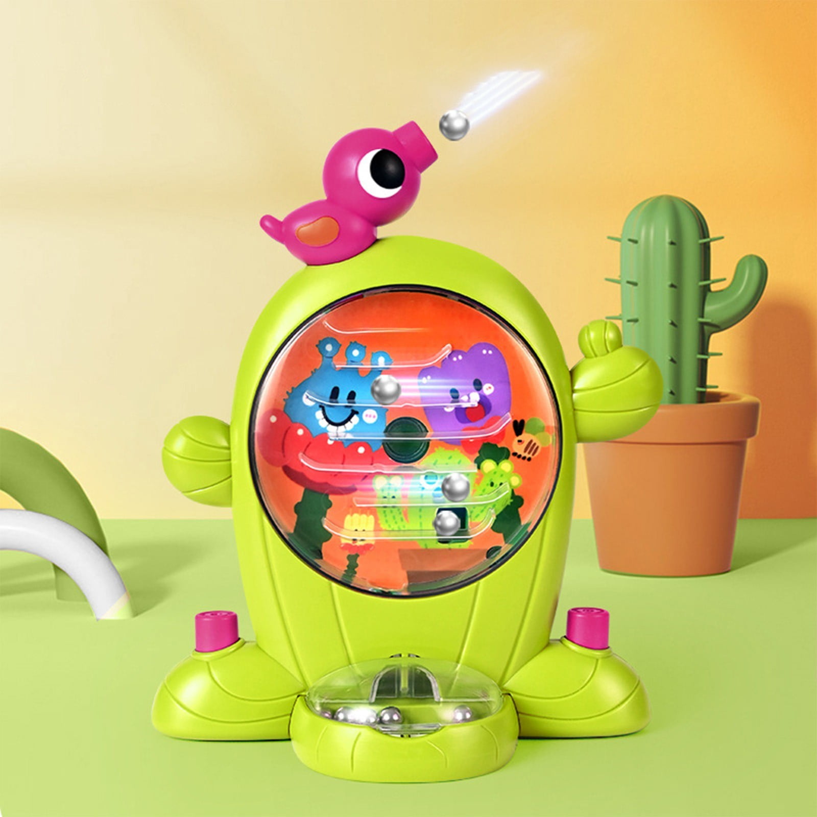 Press Bead Thrower Toy for Kids, Sensory Puzzle Game with Switchable ...