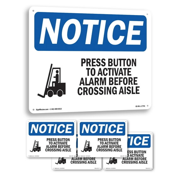 Press Button To Activate Alarm OSHA Notice Aluminum Sign 10 Inch x 7 ...