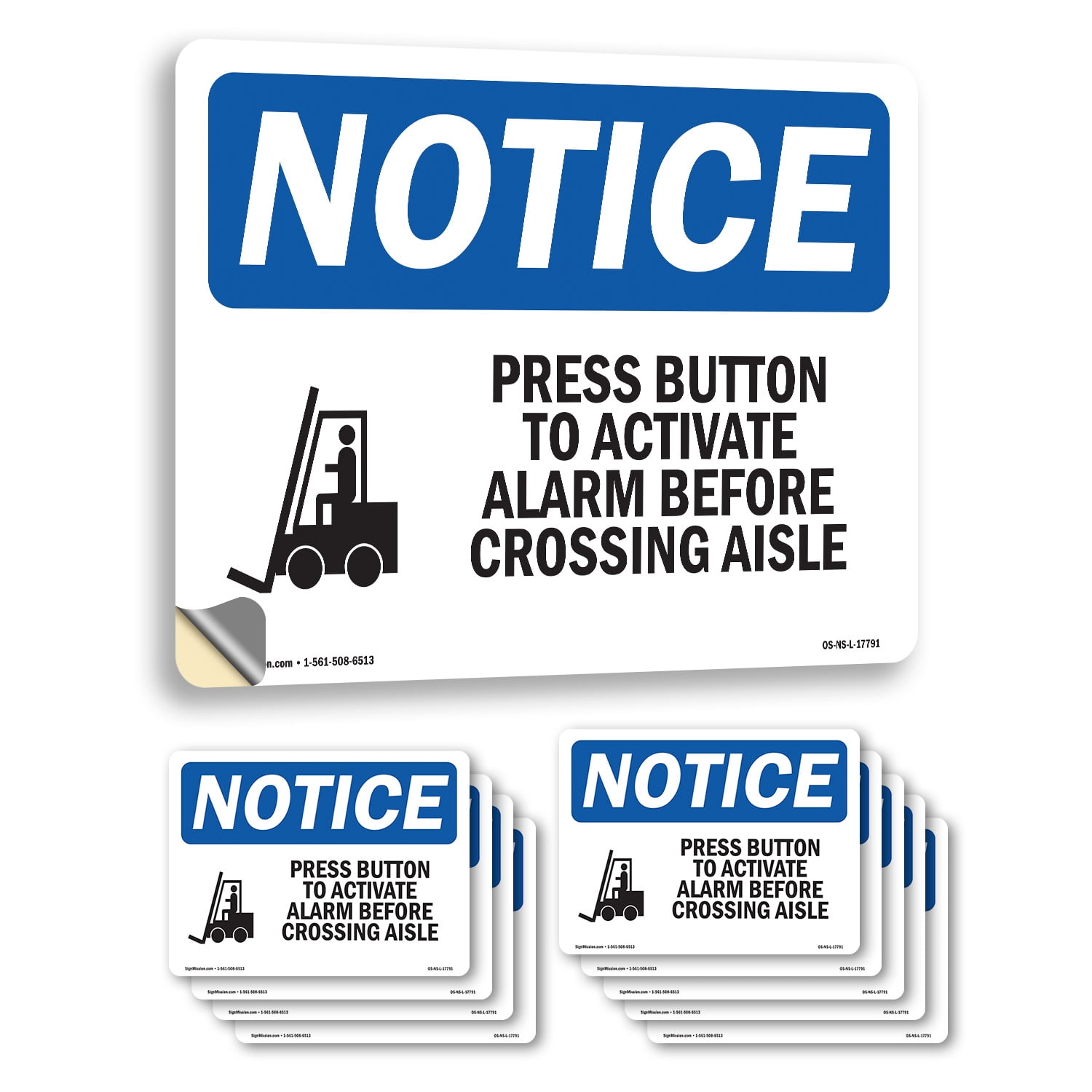 Press Button To Activate Alarm With Symbol OSHA Notice Vinyl Decal ...