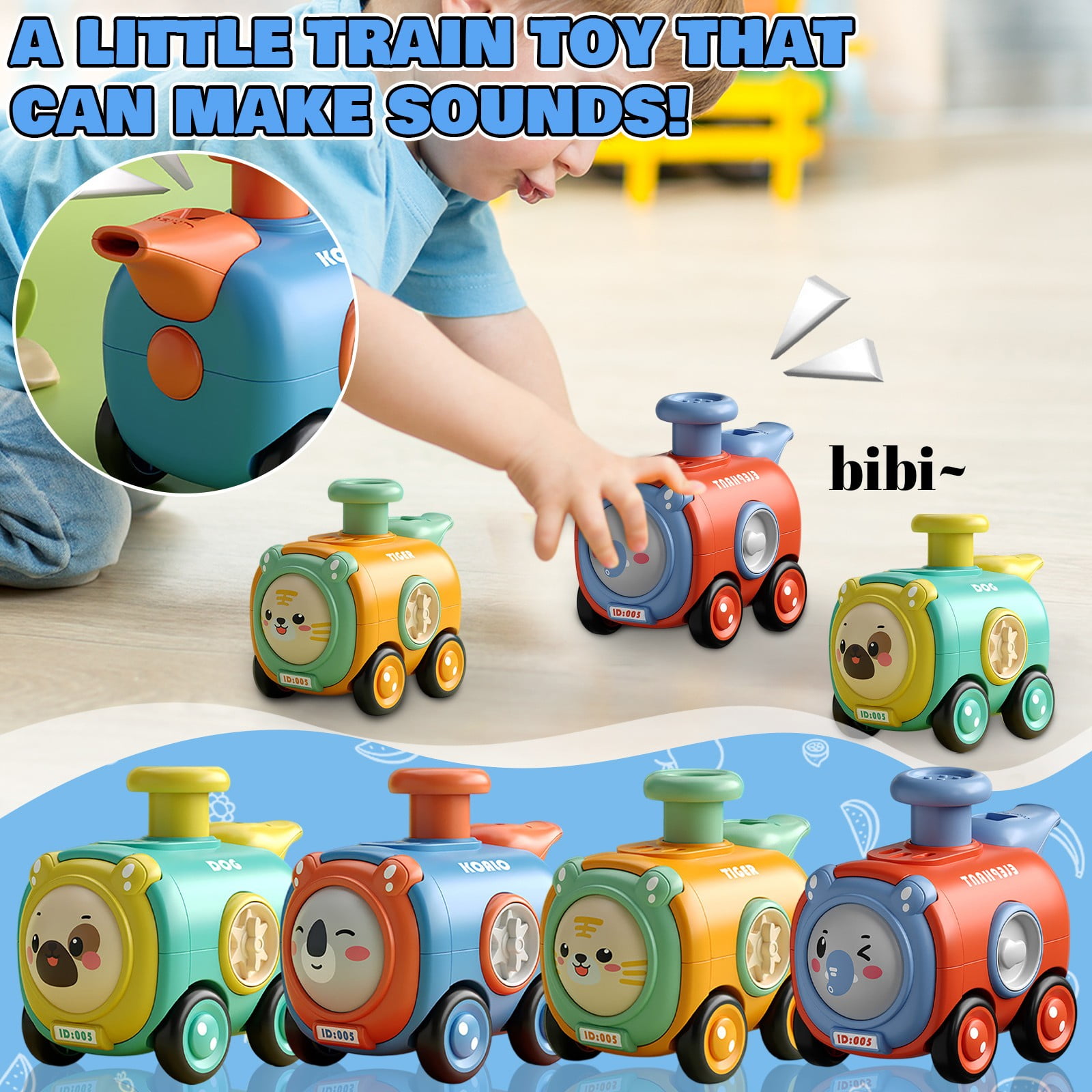 Press and Change Face Train Toy with Whistle Sound, Inertia Friction ...