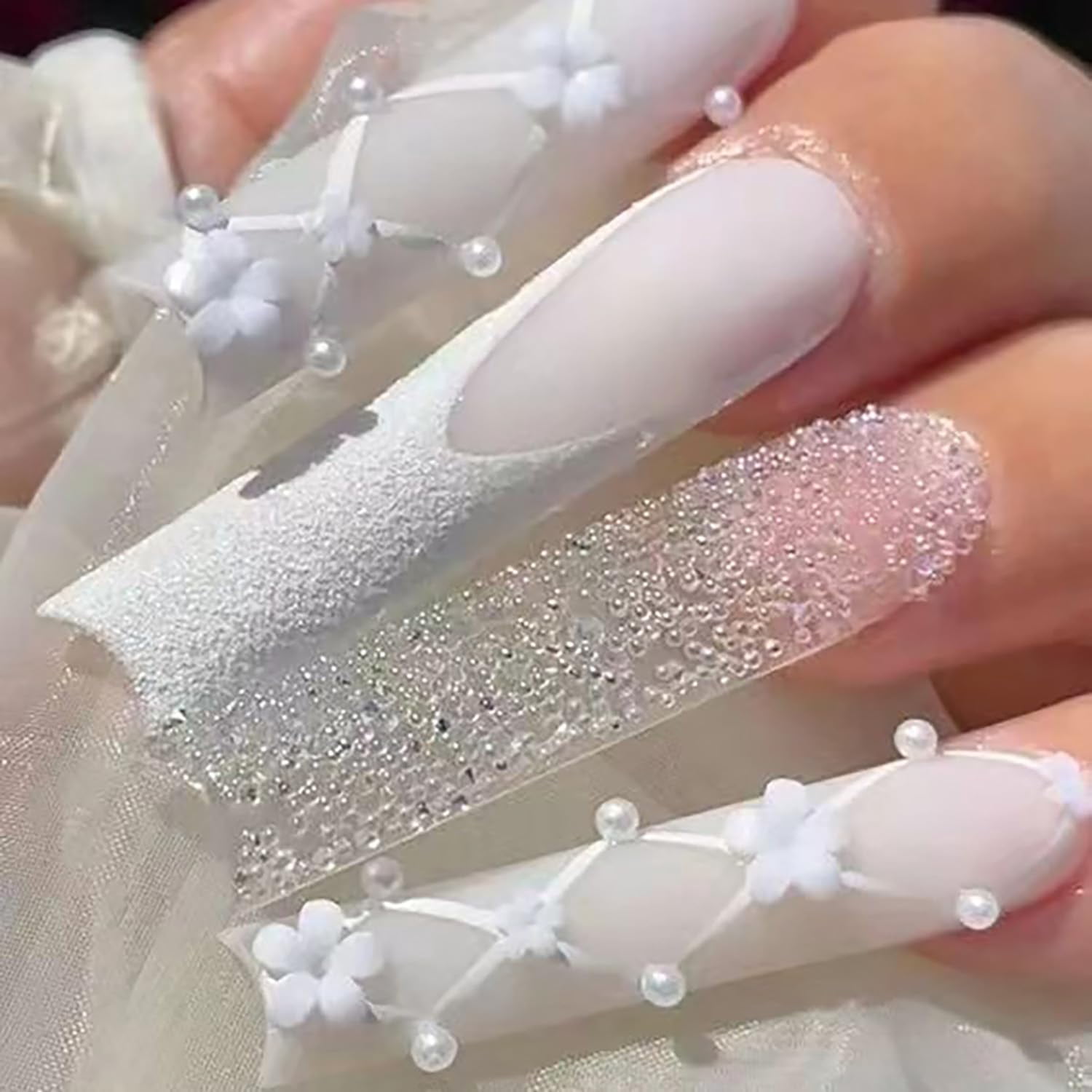 Press on Coffin Nails Long Length Glossy Full Acrylic Extra Long Square ...