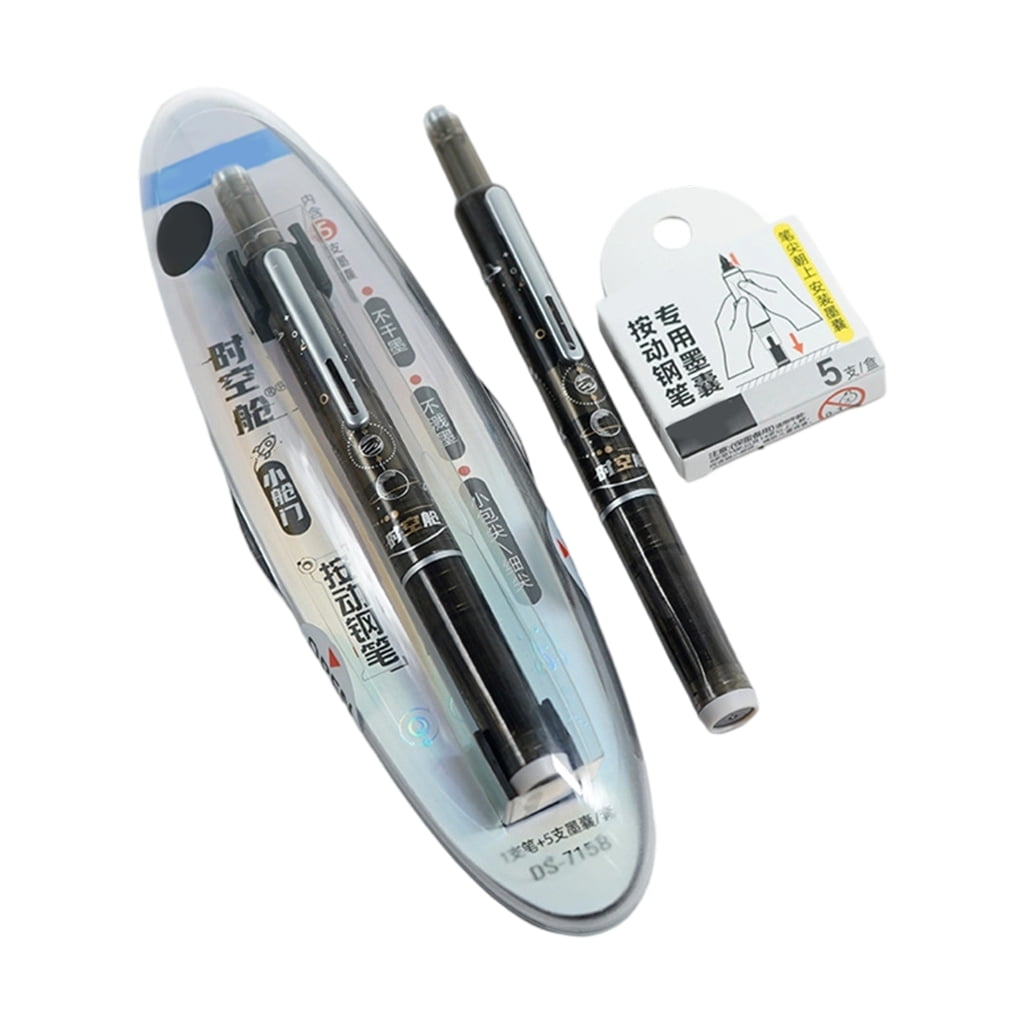 Press Fountain Pen with 5 Inks Cartridges for Beginner Practice ...